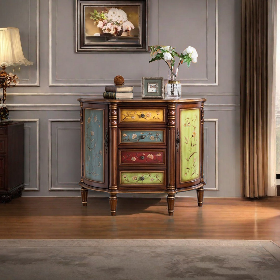 Ruthber Solutions European Style Half-Round Storage Accent Cabinet ...