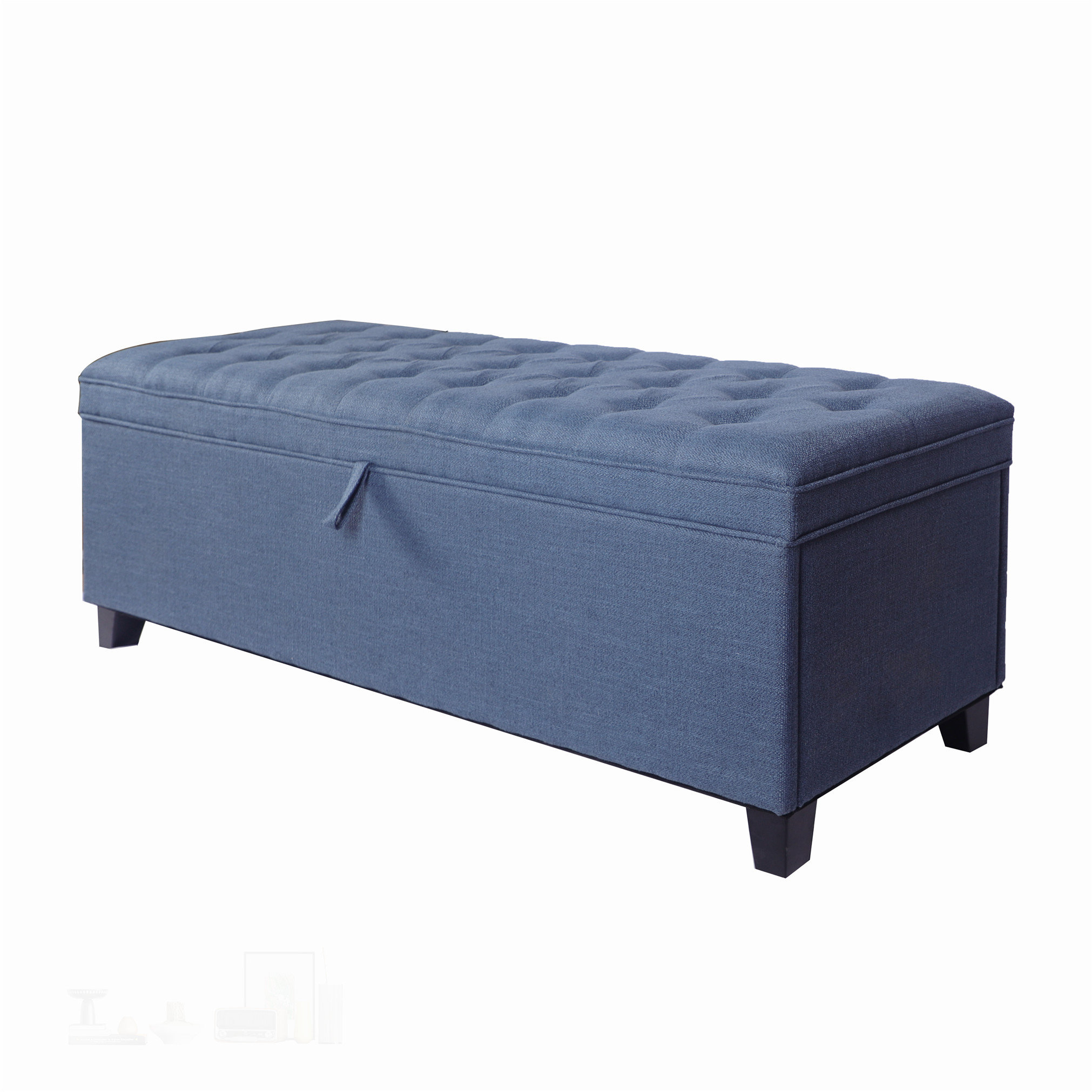 Latitude Run® 55.3 Inch Extra Long Storage Ottoman with Padded Seat ...