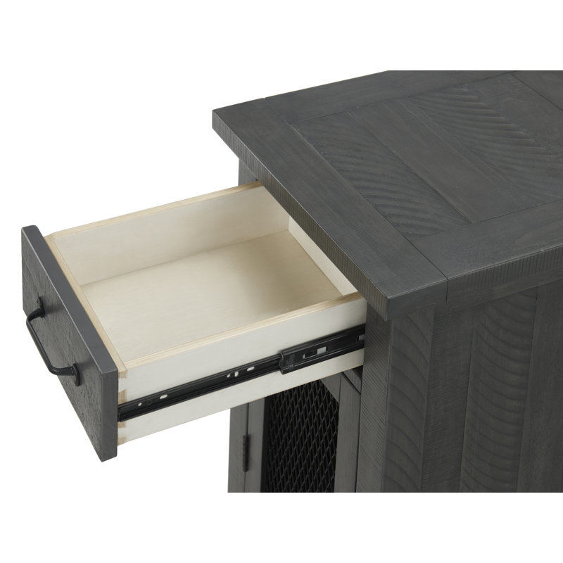 Gracie Oaks Jakendra Solid Wood End Table with Storage and Built-In ...