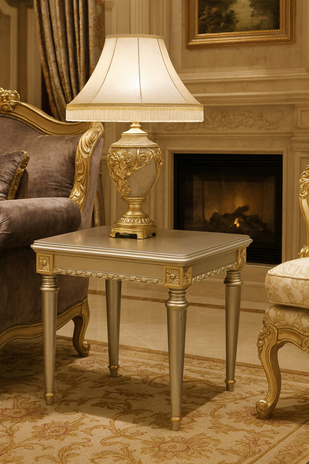 Rosdorf Park Decorative End Table With Gold Accents | Wayfair