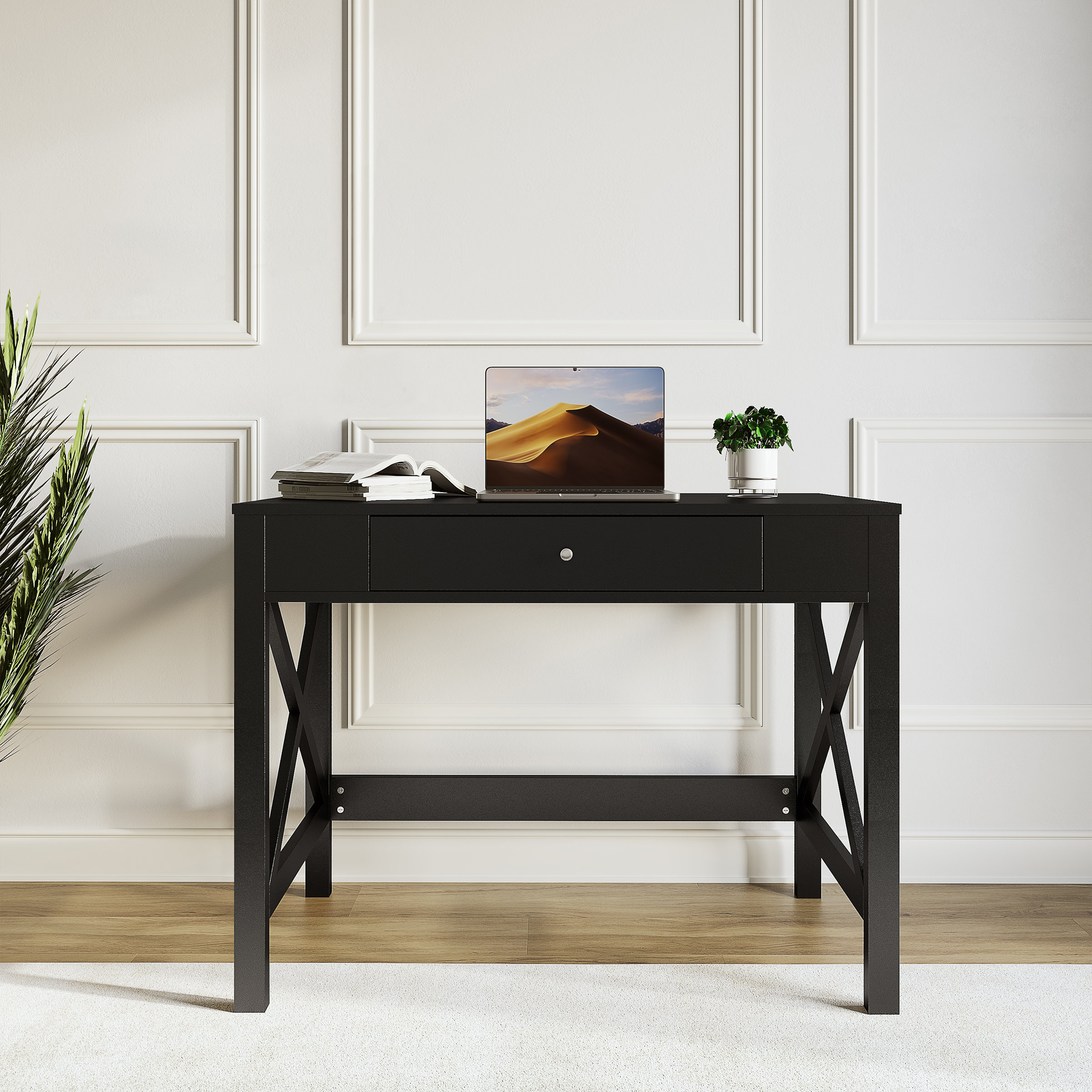 Breakwater Bay Halleli Writing Desk - Modern Desk with X-Pattern Legs ...