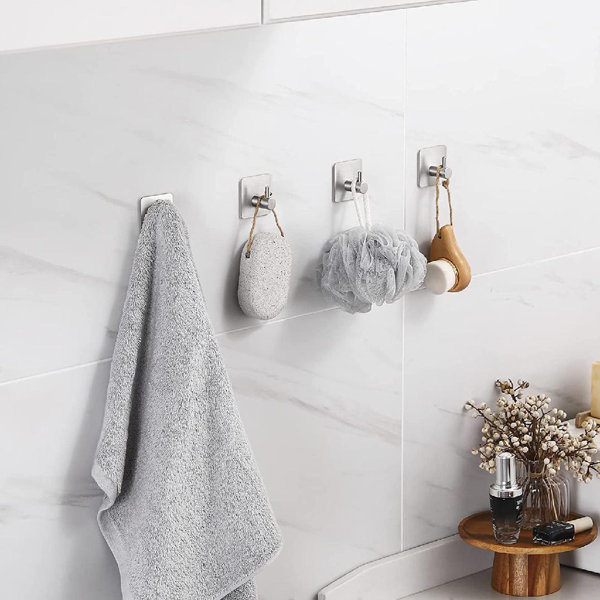 Frifoho Adhesive Shower Hooks For Inside Shower 4 Packs Bathroom Towel ...