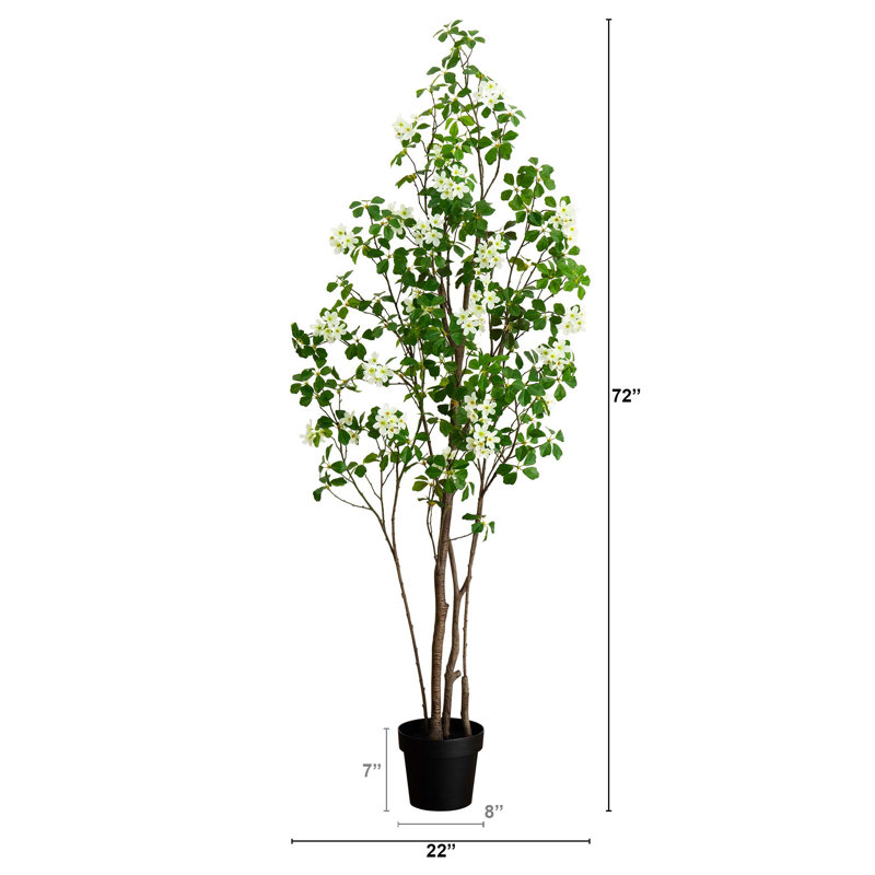 Primrue 72'' Faux Dogwood Tree in Pot Liner | Wayfair