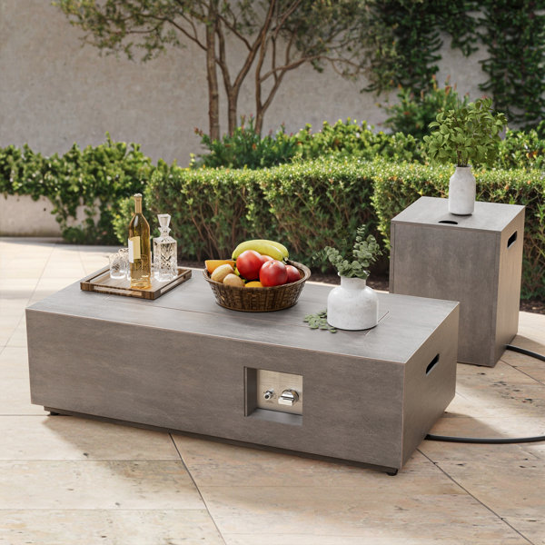 Latitude Run® Joycie 12.6’’ H x 42’’ W Metal Propane Outdoor Gas Fire ...