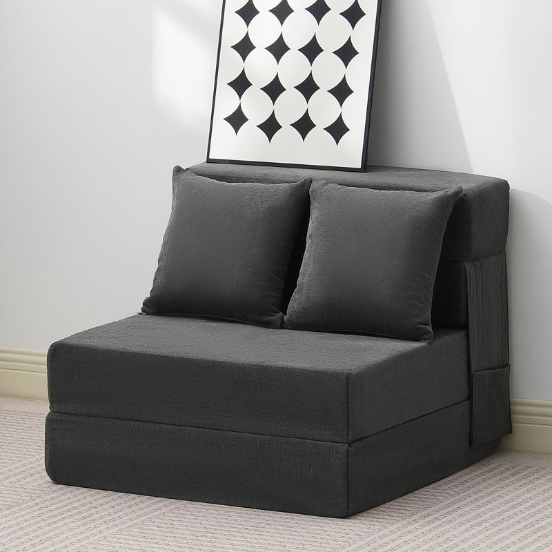 Ebern Designs Folding Sofa Bed 3-in-1 Foldable Couch Bed with 2 Pillows ...