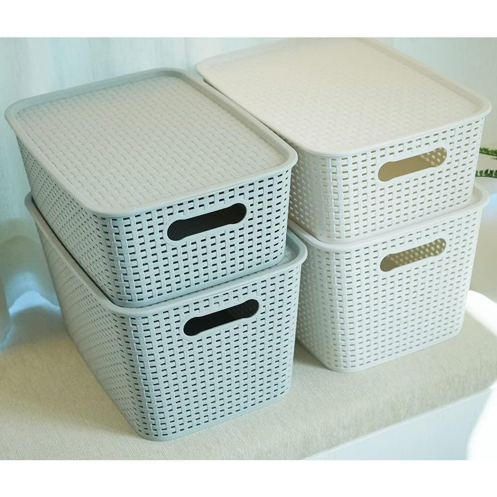 Hokku Designs Plastic Bins Large Storage With Lids | Korean Organizer ...