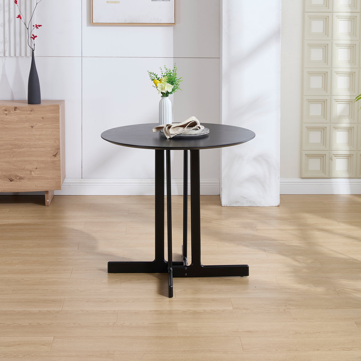 Ebern Designs 31.5" Wide Solid Wood Round Dining Table Small Dining ...