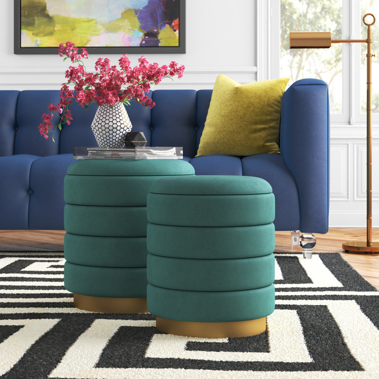 TOV Slashed Velvet Ottoman & Reviews | Wayfair