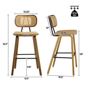 Latitude Run® Upholstered Rattan Counter & Bar Stool & Reviews | Wayfair
