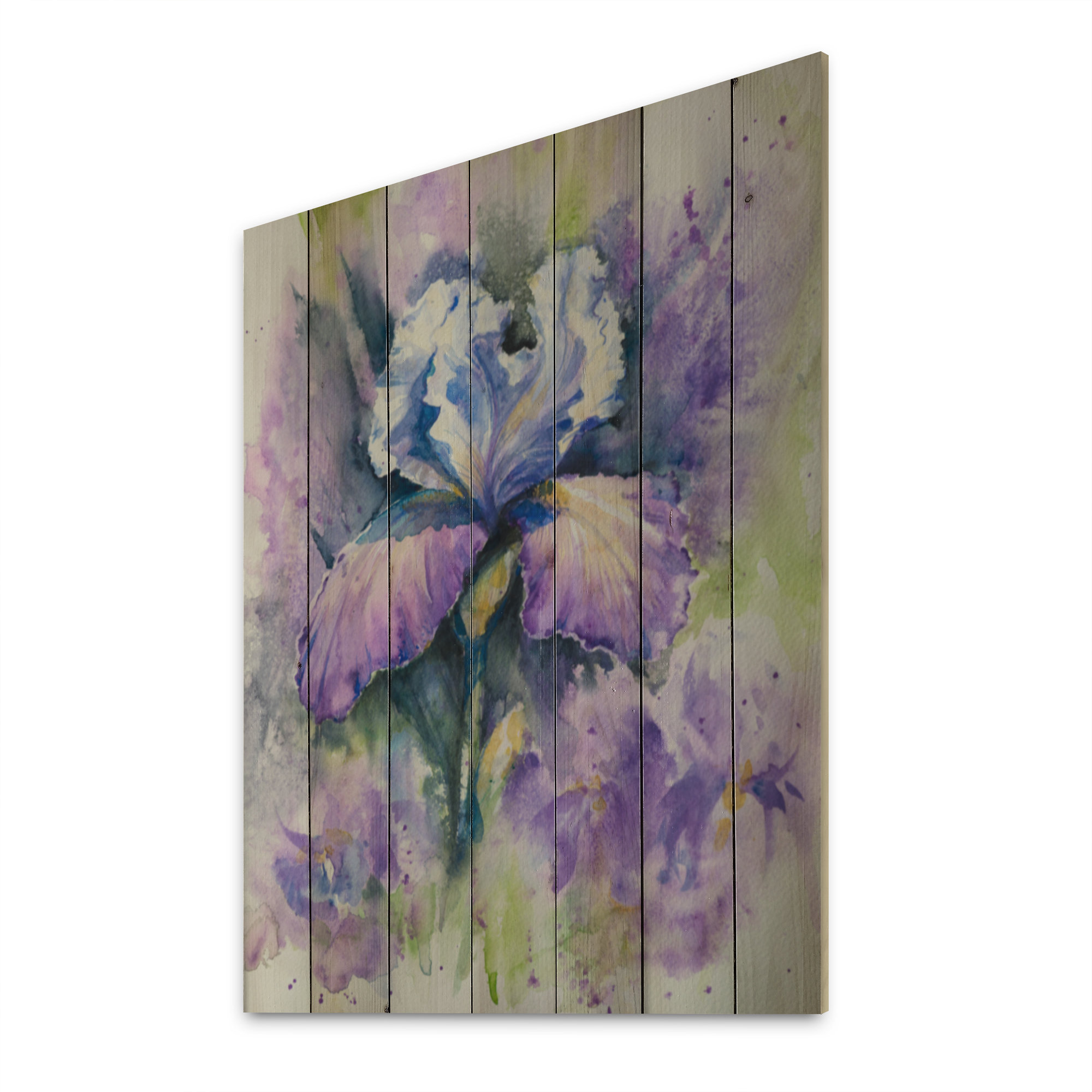 Winston Porter Abstract Blue Iris Flower - Traditional Wood Wall Art ...