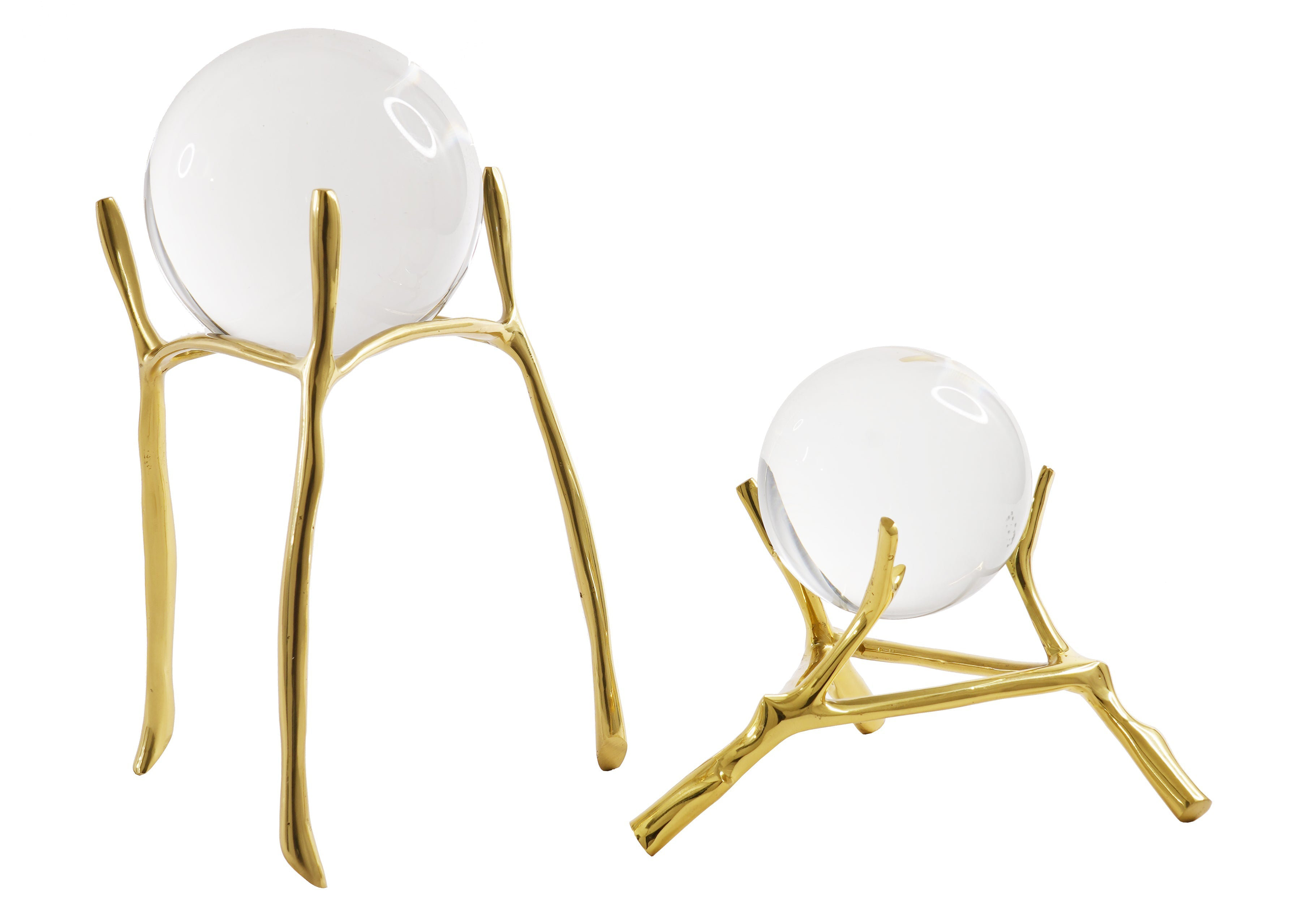 Everly Quinn LILY Abstract Art Crystal Ball on Metal Stand Set | Wayfair
