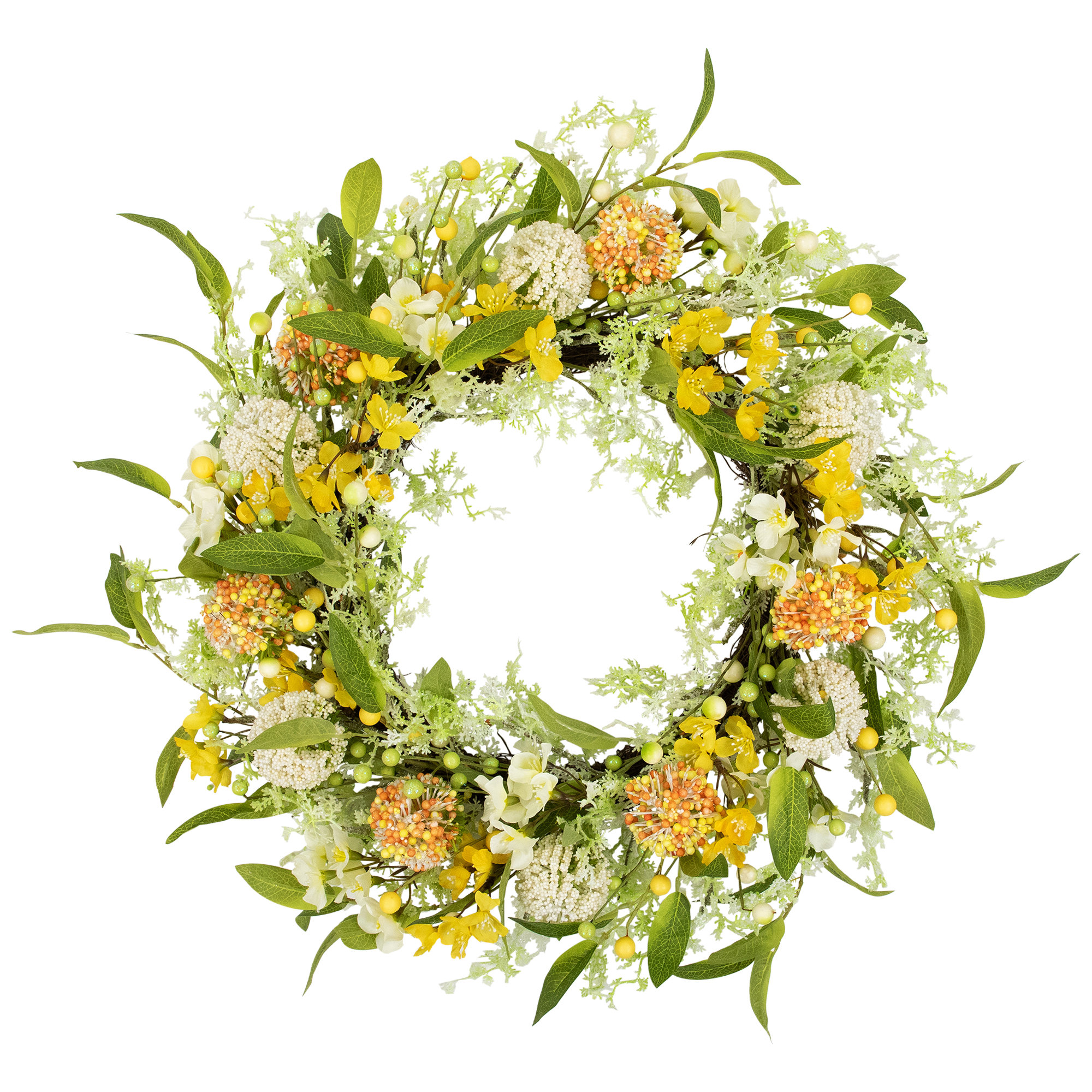 Northlight Seasonal Berry and Thistle Floral Spring 26" Plastic Wreath ...
