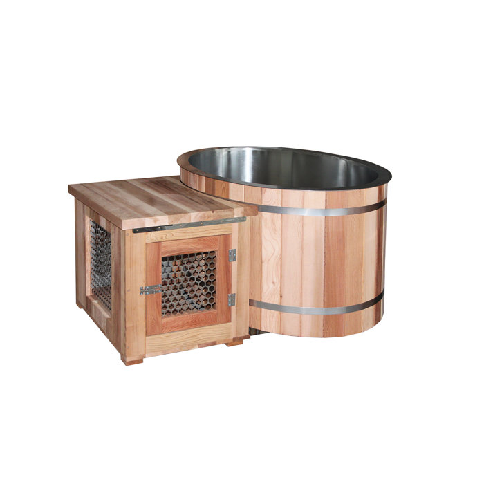 Anyi 110 Volt 1 - Person Red Cedar Oval Plug and Play Ice Tub | Wayfair