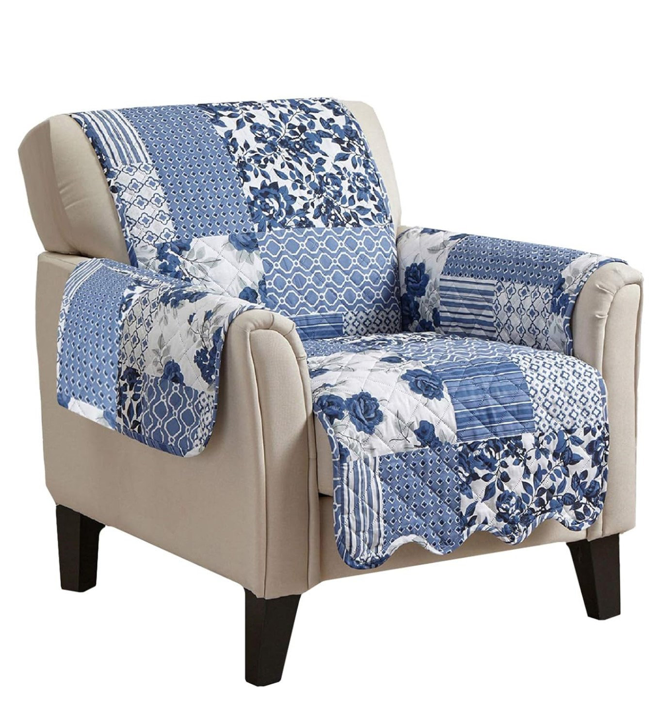 One Allium Way Scalloped Printed Furniture Protector Stain Resistant ...