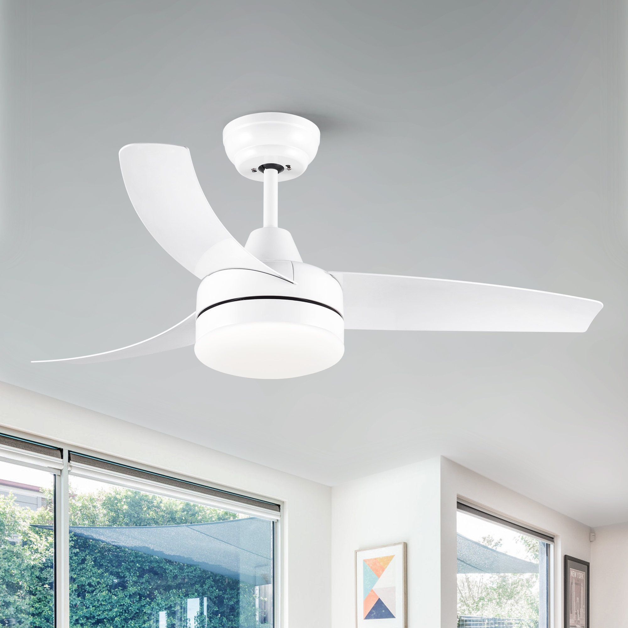YUHAO Small-CF 42'' 3 - Blade Propeller Ceiling Fan with Remote Control ...