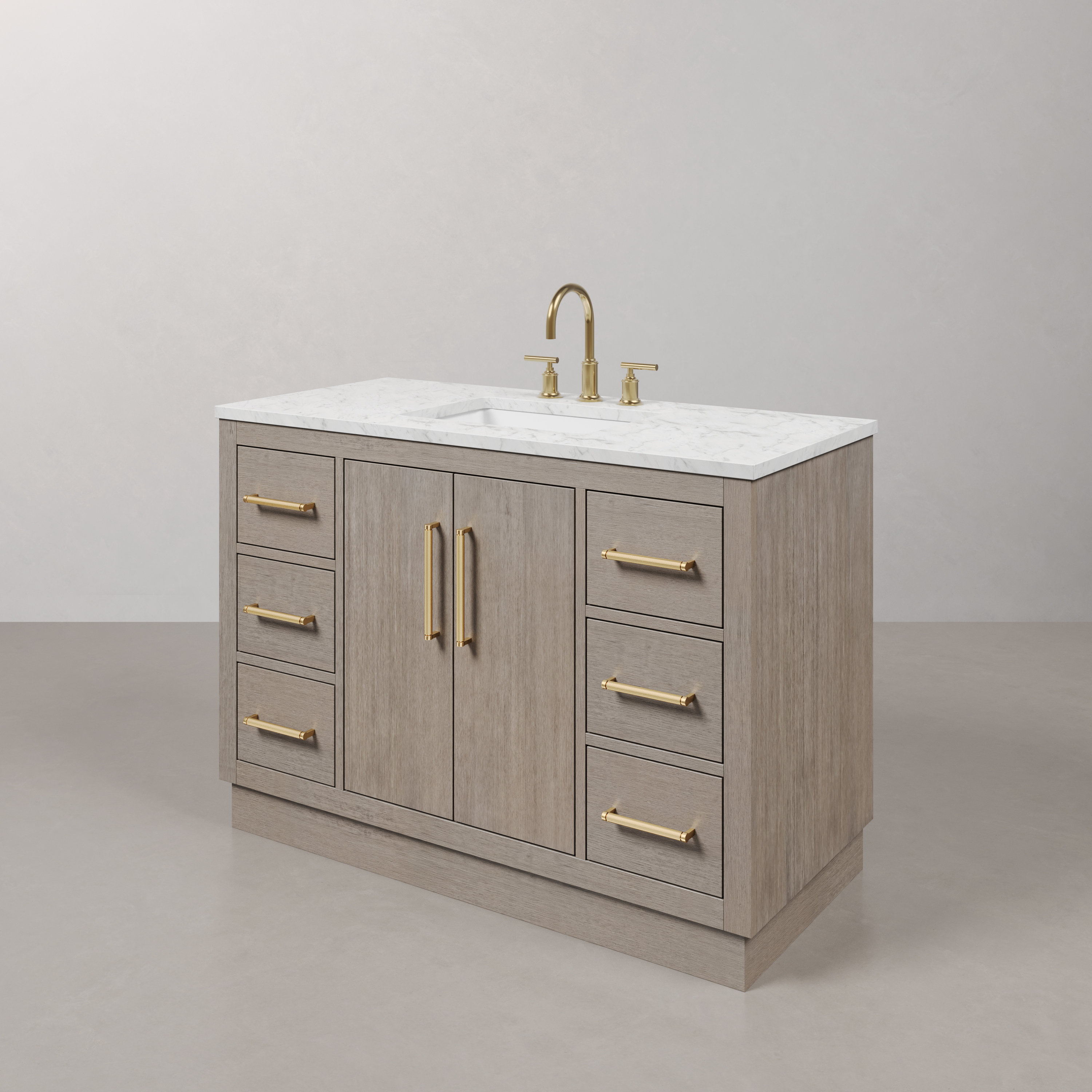 Water Creation Hugo 48" Carrara White Marble Countertop Bath Vanity in ...