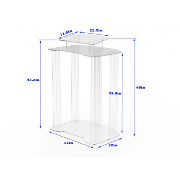 FixtureDisplays Acrylic Podium Wood Pulpit Large Lecterm for Church ...