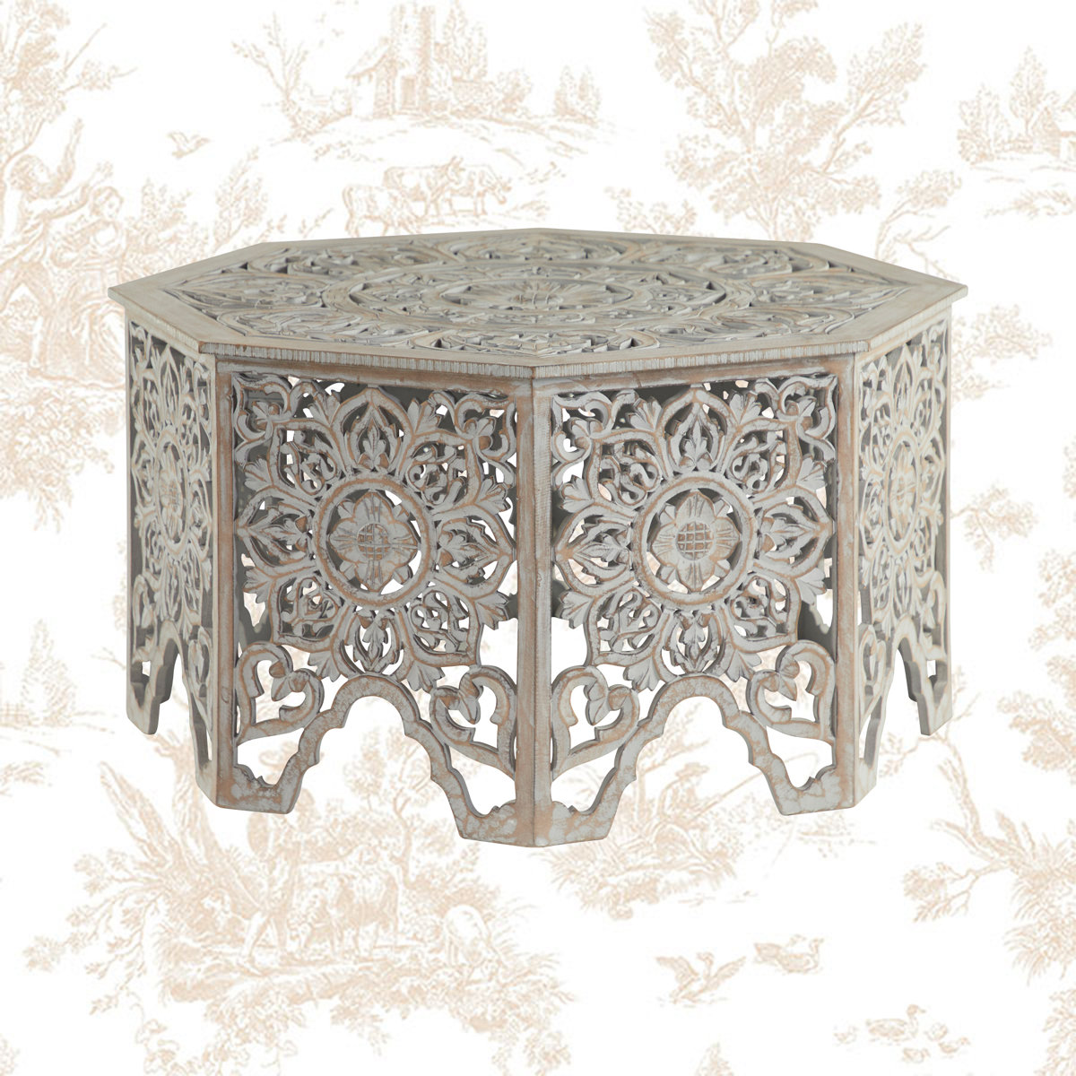 Kelly Clarkson Home Guillermo Wood Intricately Made Carved Floral ...