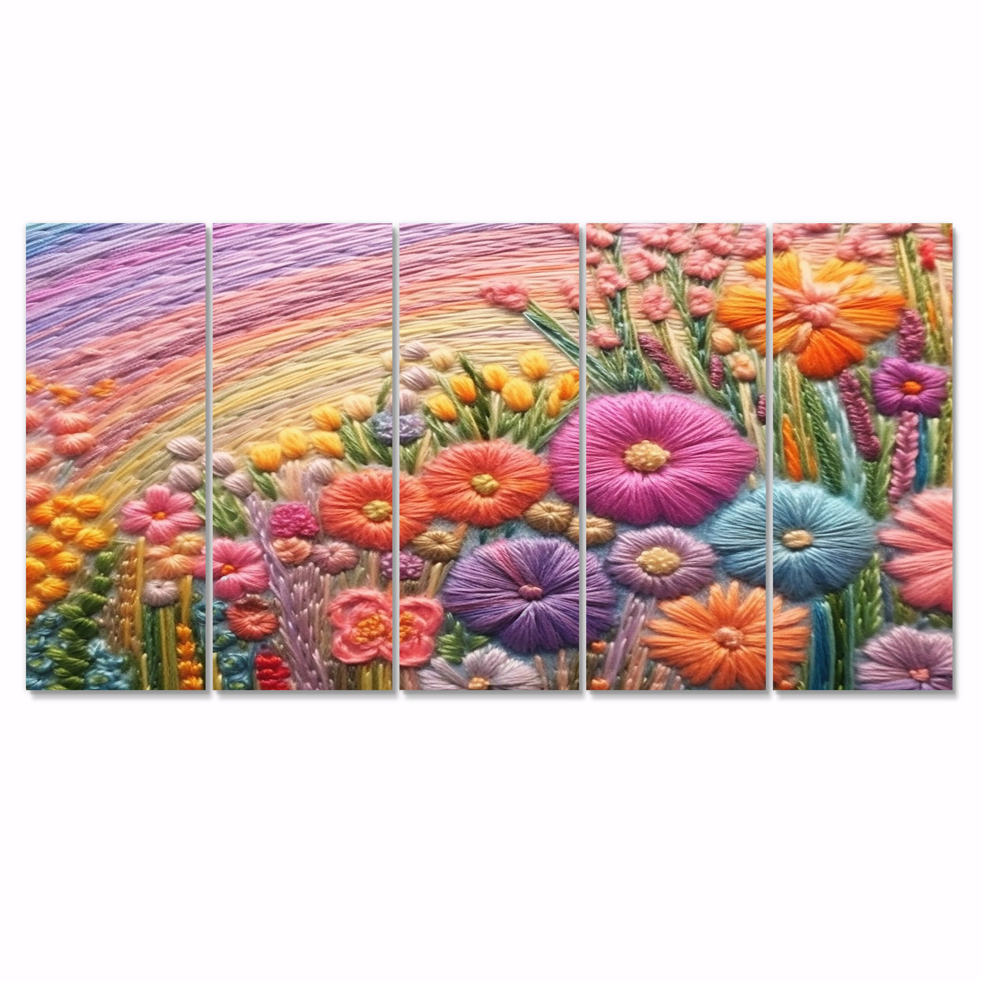 Lark Manor™ Pastel Rainbow Spring Flower Embroidery - Wildflowers Wall ...