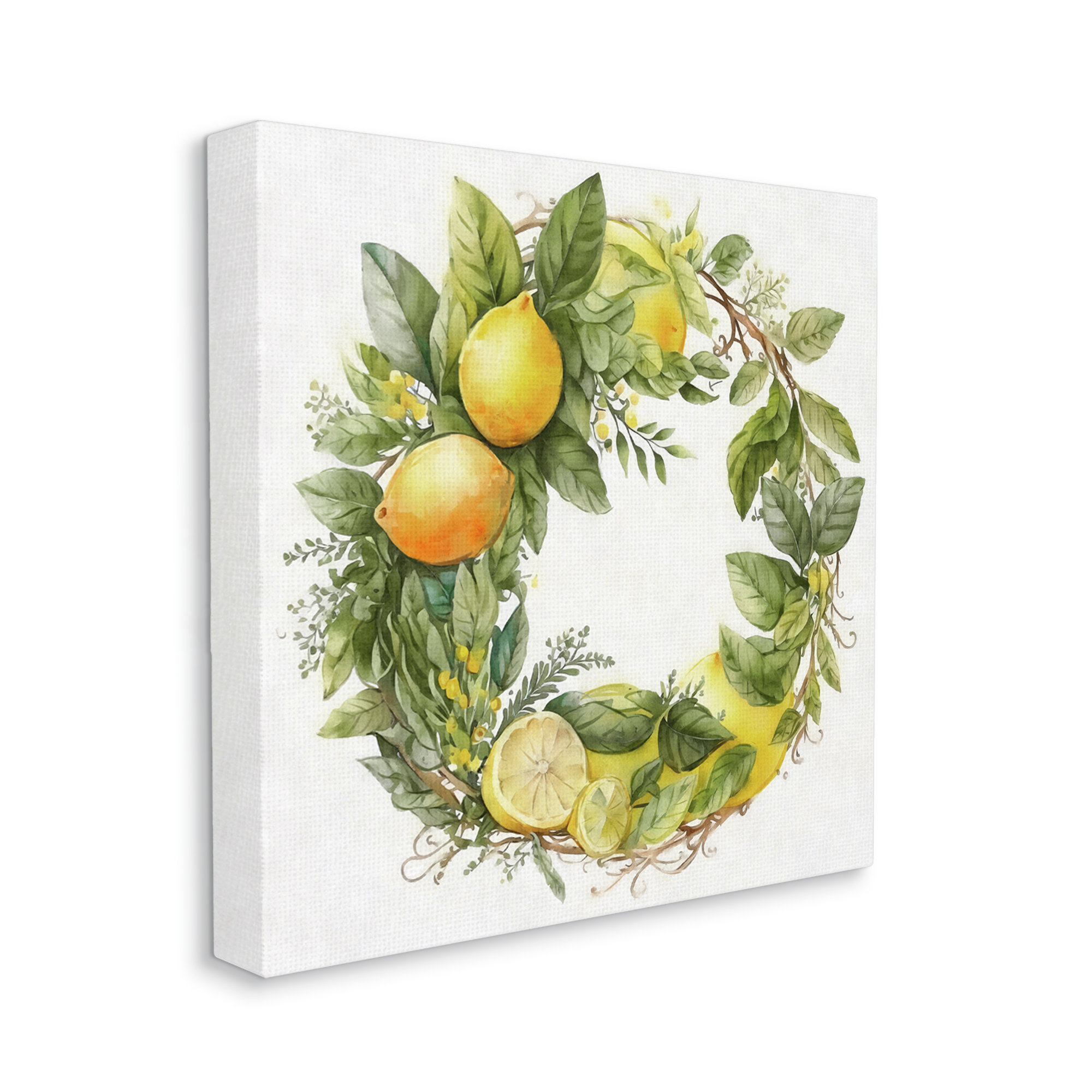Stupell Industries Citrus Lemons Greenery Wreath by Ziwei Li - Graphic ...