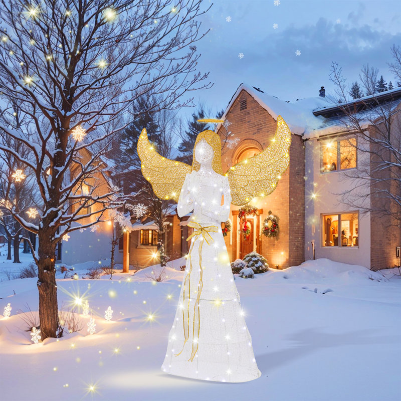 The Holiday Aisle® Outdoor Christmas Lighted Angel & Reviews | Wayfair