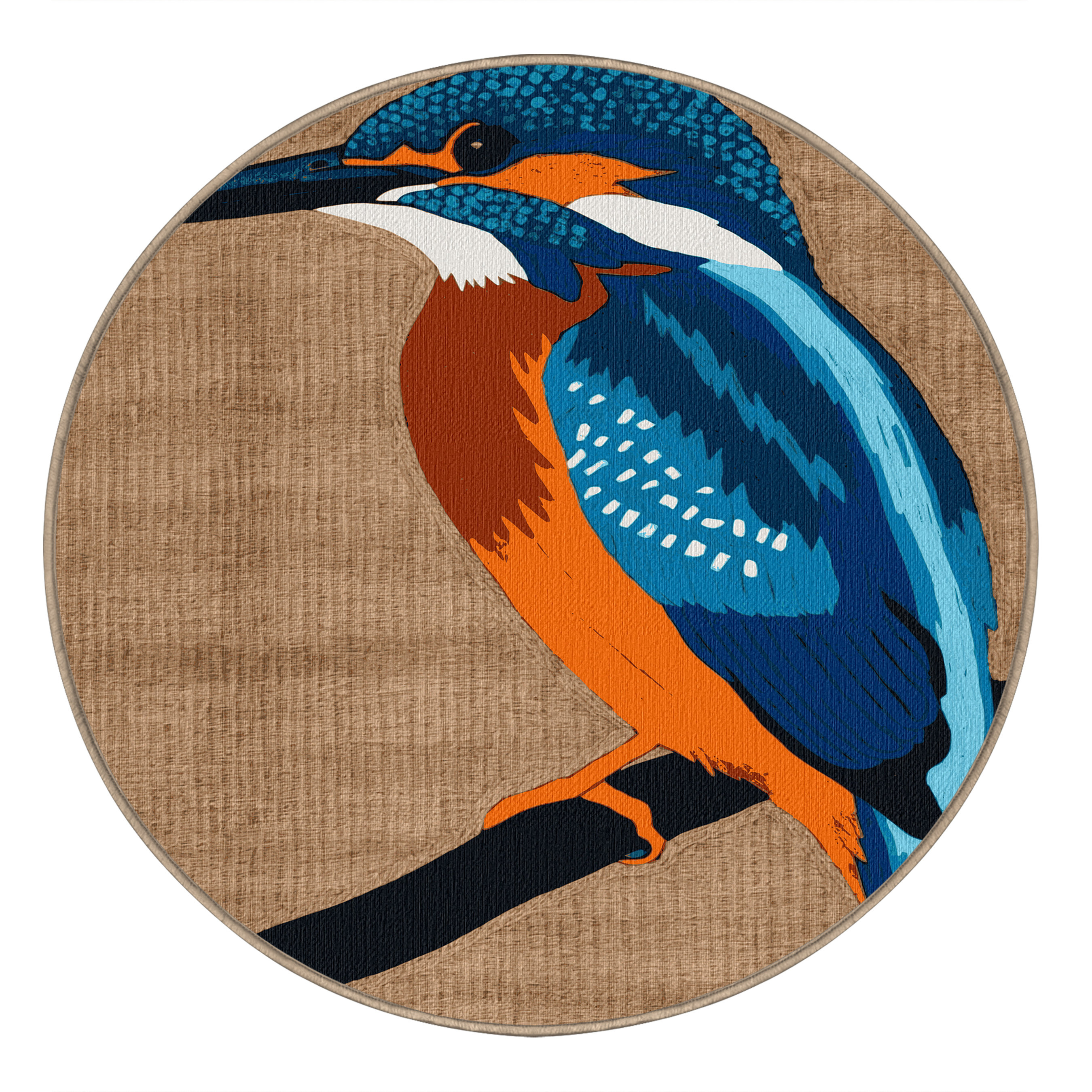 Foundry Select Washable White throated Kingfisher Birds Area Rug | Wayfair