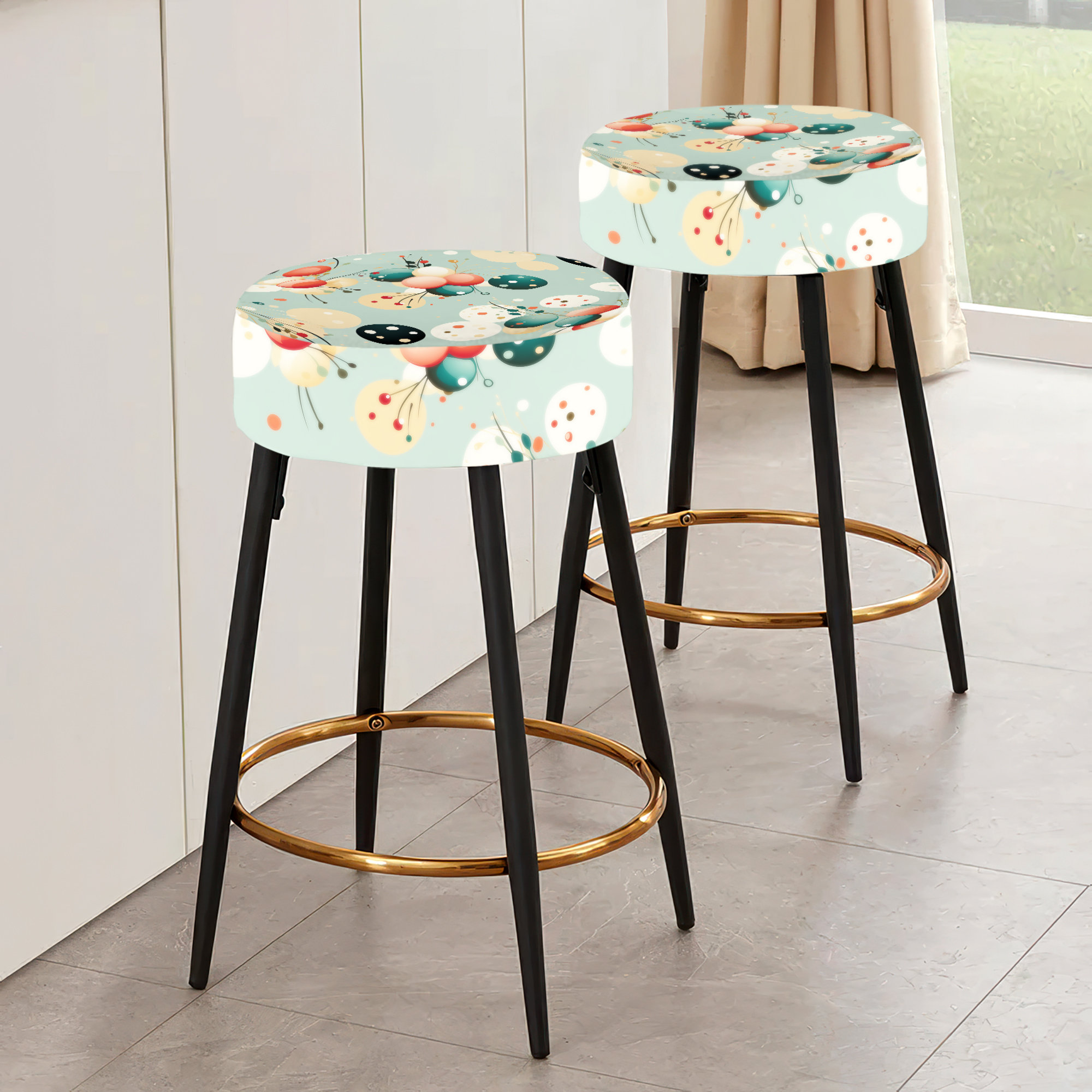 Design Art Coral And Blue Elegant Polka Dots Bliss - Polka Dots Bar ...