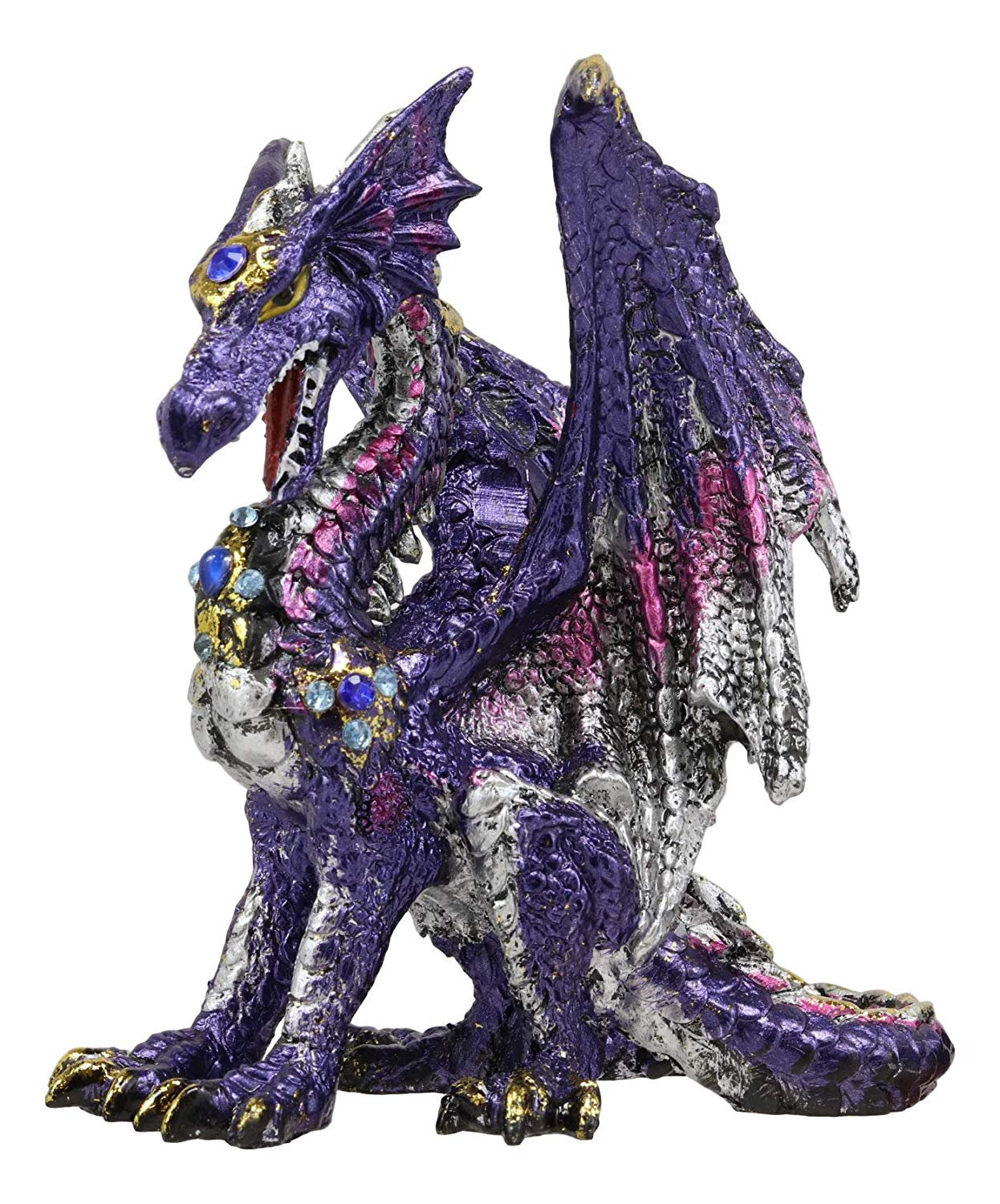 Trinx Ebros Small Purple Rain Armoured Midnight Dragon Statue 4.5" High ...