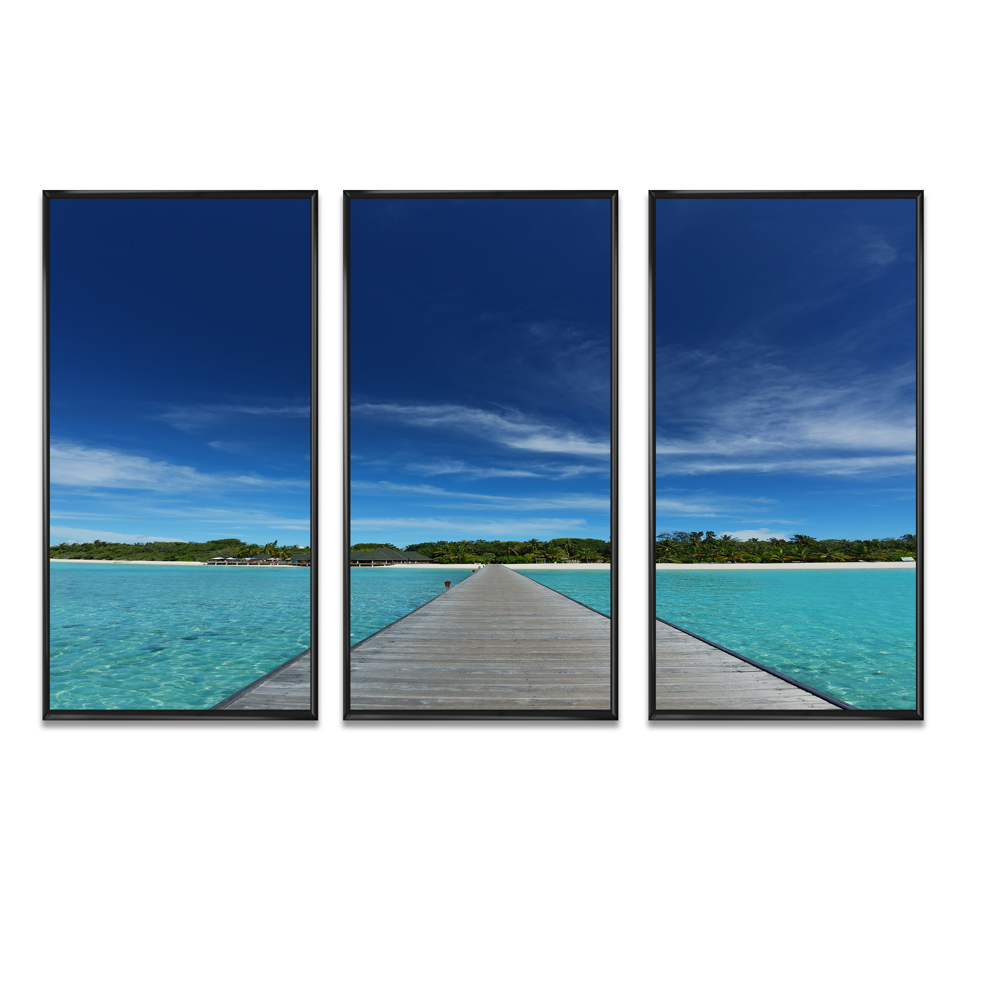 Rosecliff Heights Infinite Sea Pier - Sea & Shore Framed Canvas Wall ...