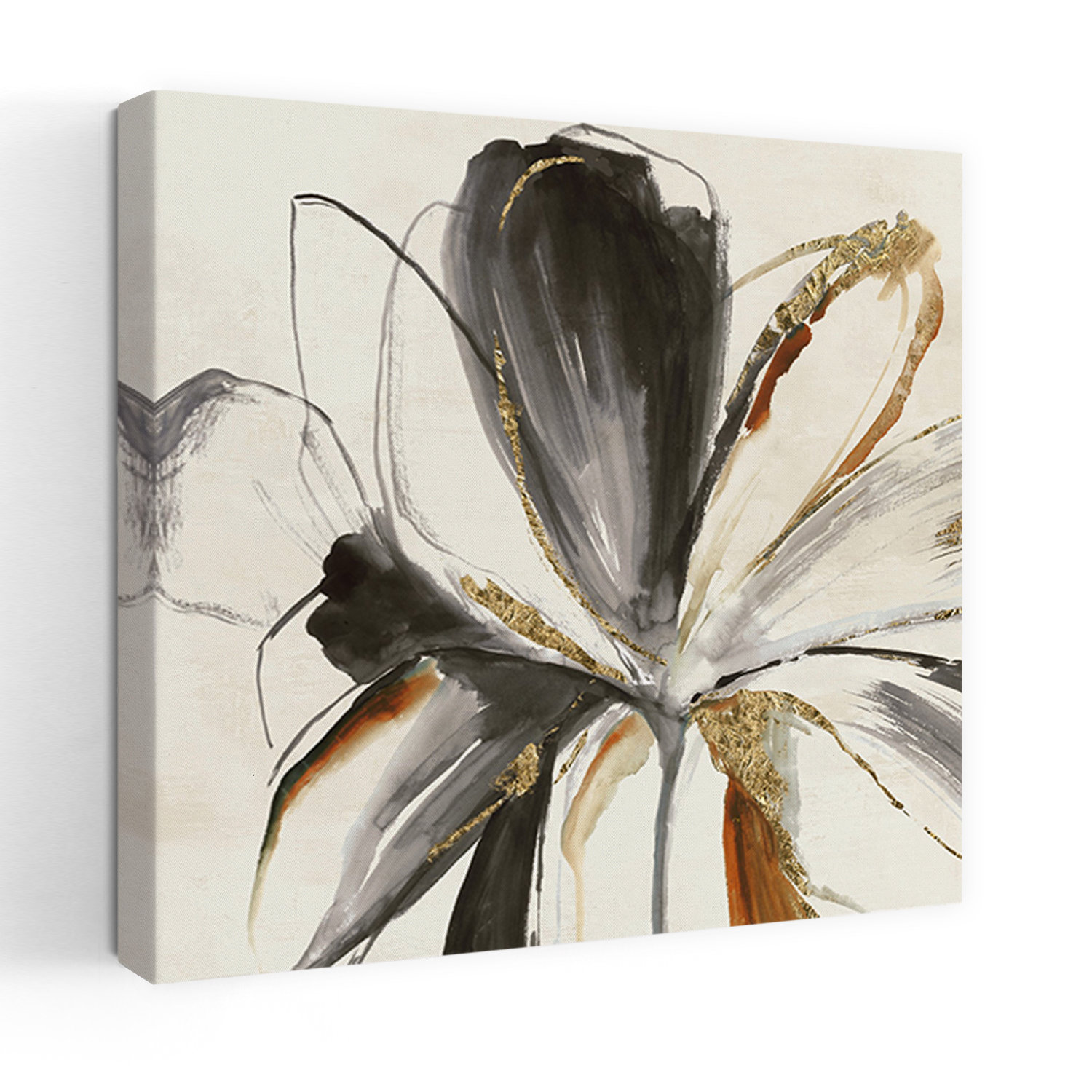 Latitude Run® Grey Glory I Abstract Elegant Organic Flower Art | Wayfair