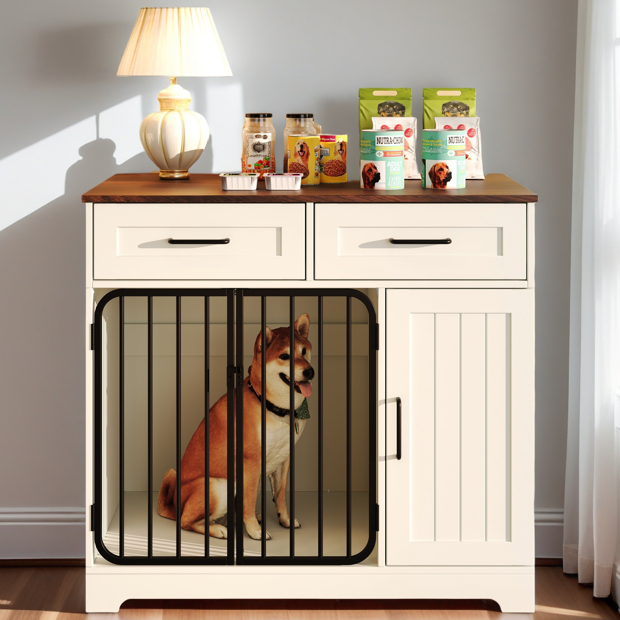 Tucker Murphy Pet™ 37.4" Dog Crate Furniture, Indoor Dog Kennel With 2 ...
