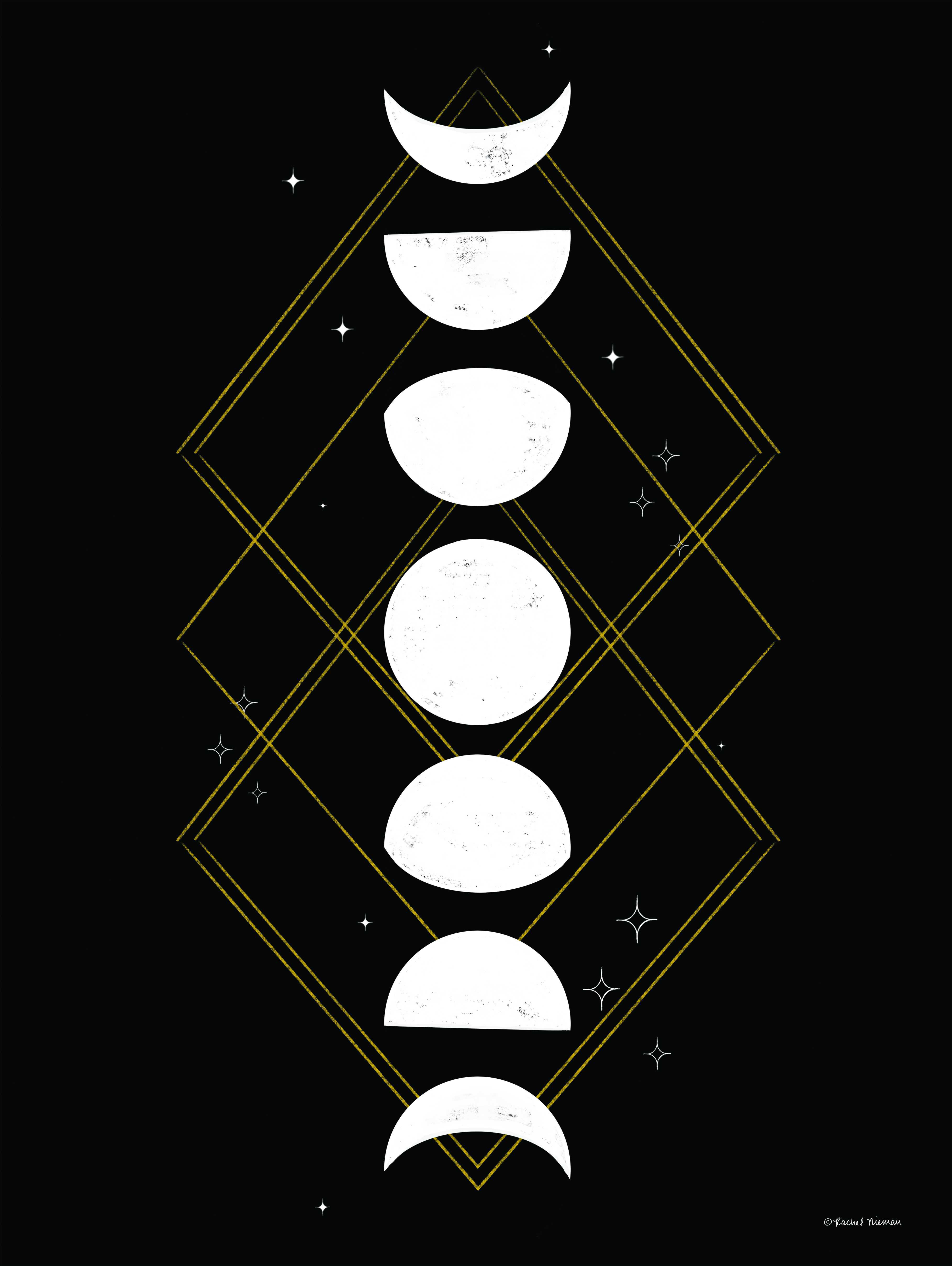 George Oliver Geometric Moon Phases by Rachel Nieman - Wrapped Canvas ...