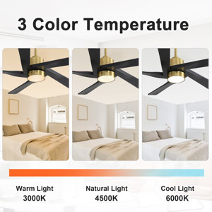 Wade Logan® 5 - ABS Blades Indoor Ceiling Fan with Light and Remote ...