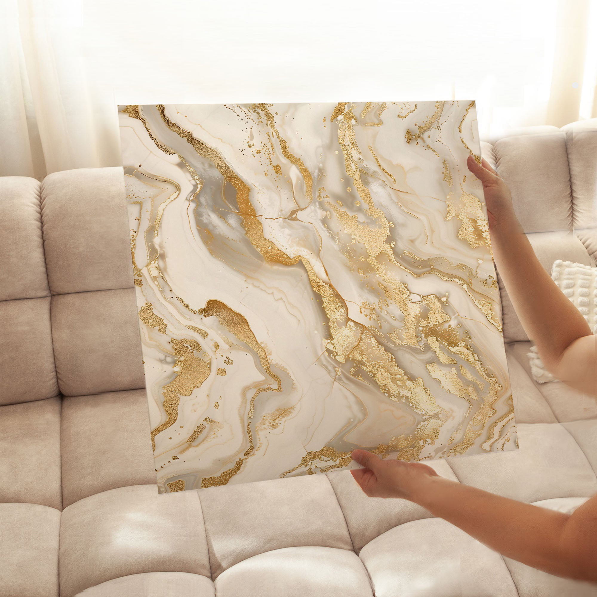 Mercer41 Abstract Golden Geode IX Modern Unframed Art Print | Wayfair