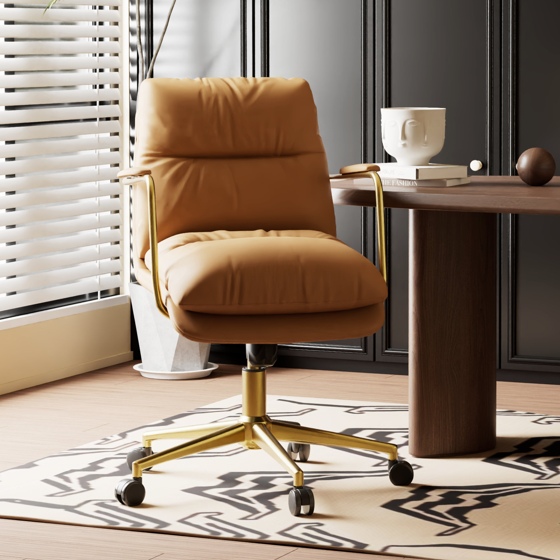 Mercer41 Jerrid Leather Office Chair | Wayfair