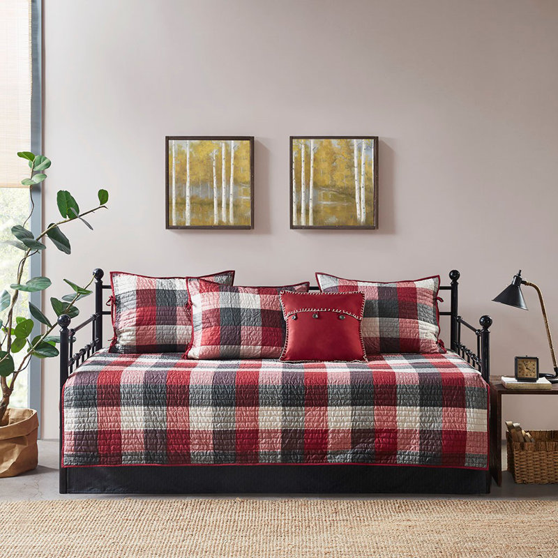 Gracie Mills Donner 6 Piece Reversible Plaid Daybed Cover Set | Wayfair