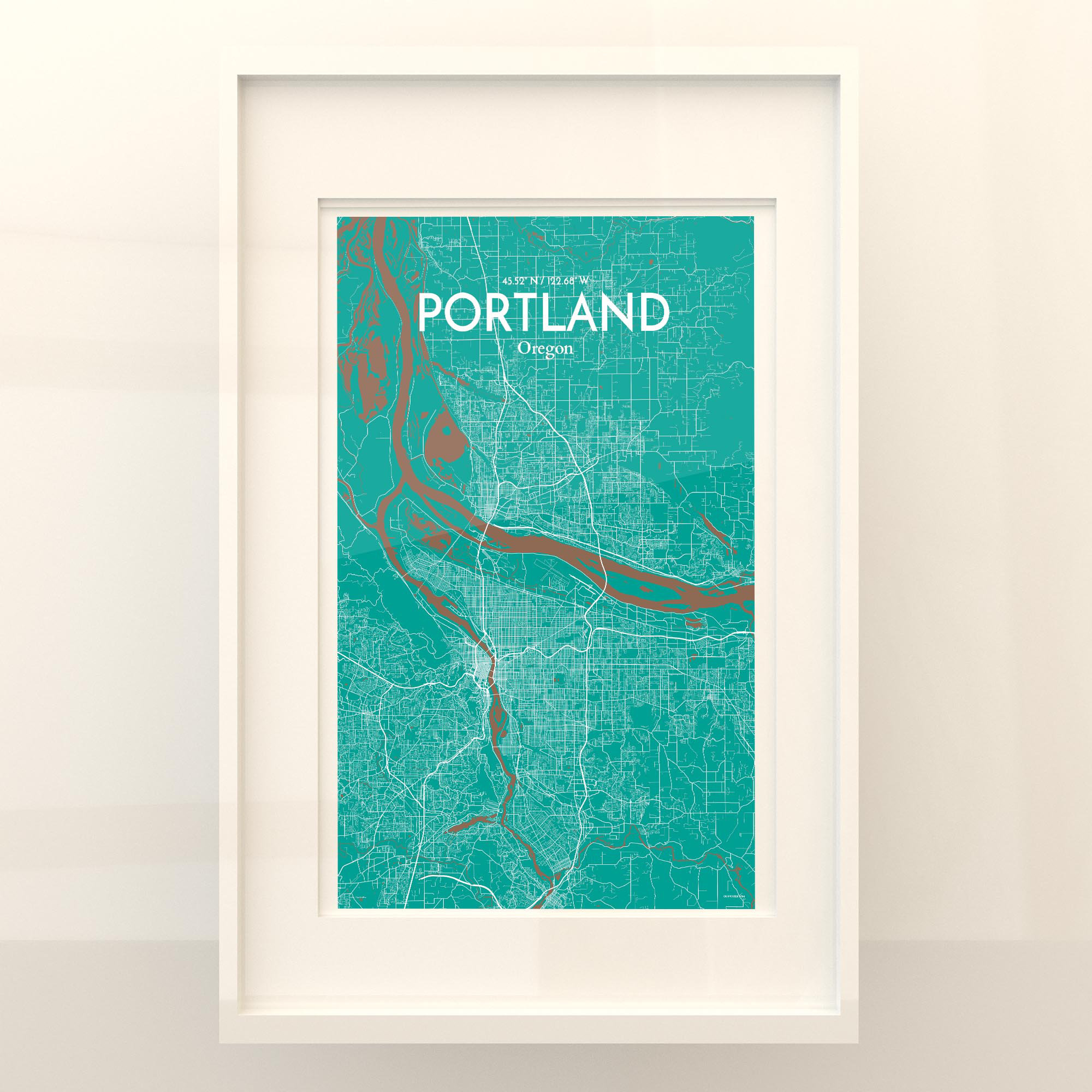 Borough Wharf Portland City Map in Nature - Graphic Art Print on Paper ...