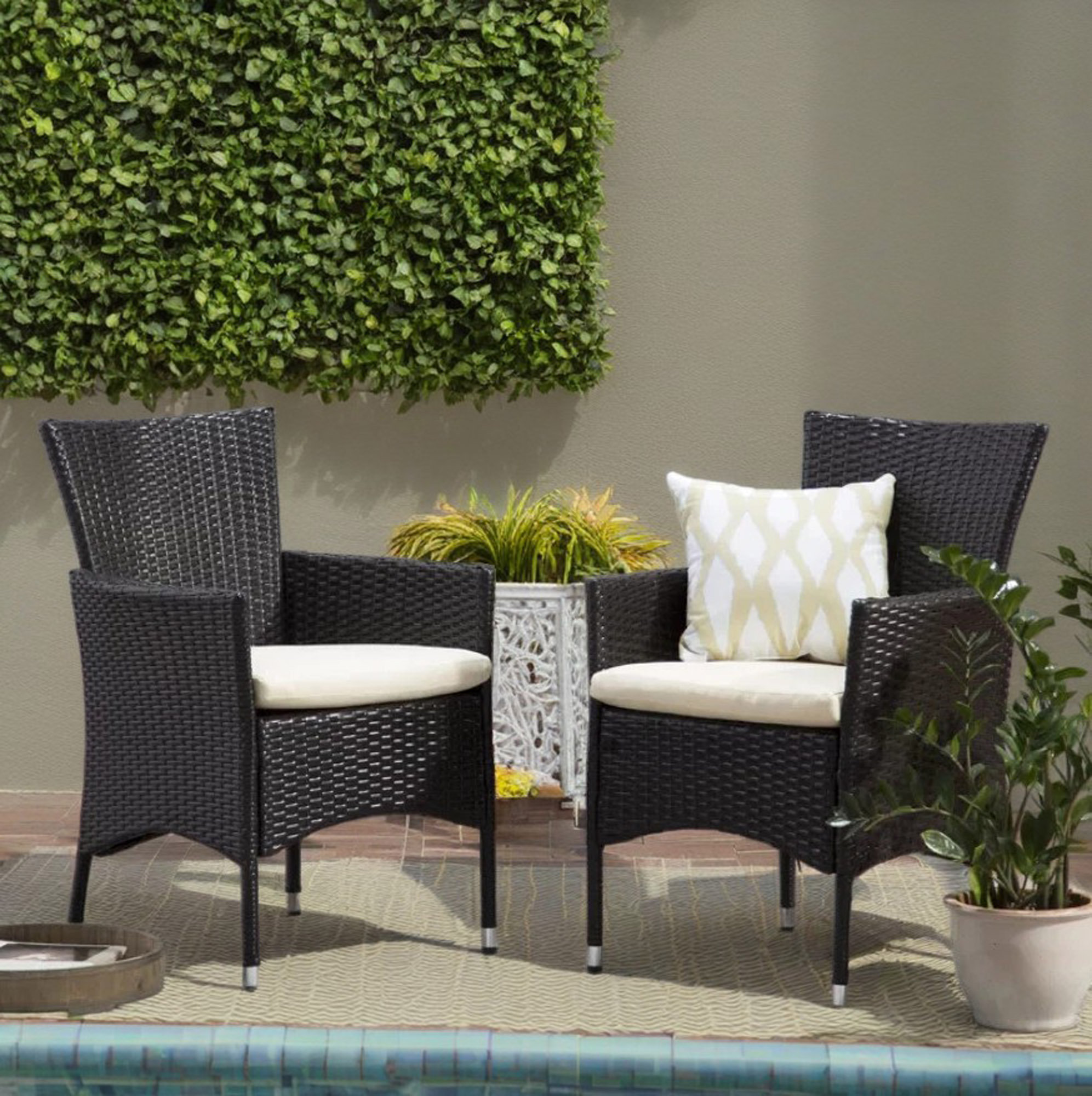 Dakota Fields Outdoor PE Wicker Dining Chairs (Set Of 2) | Wayfair