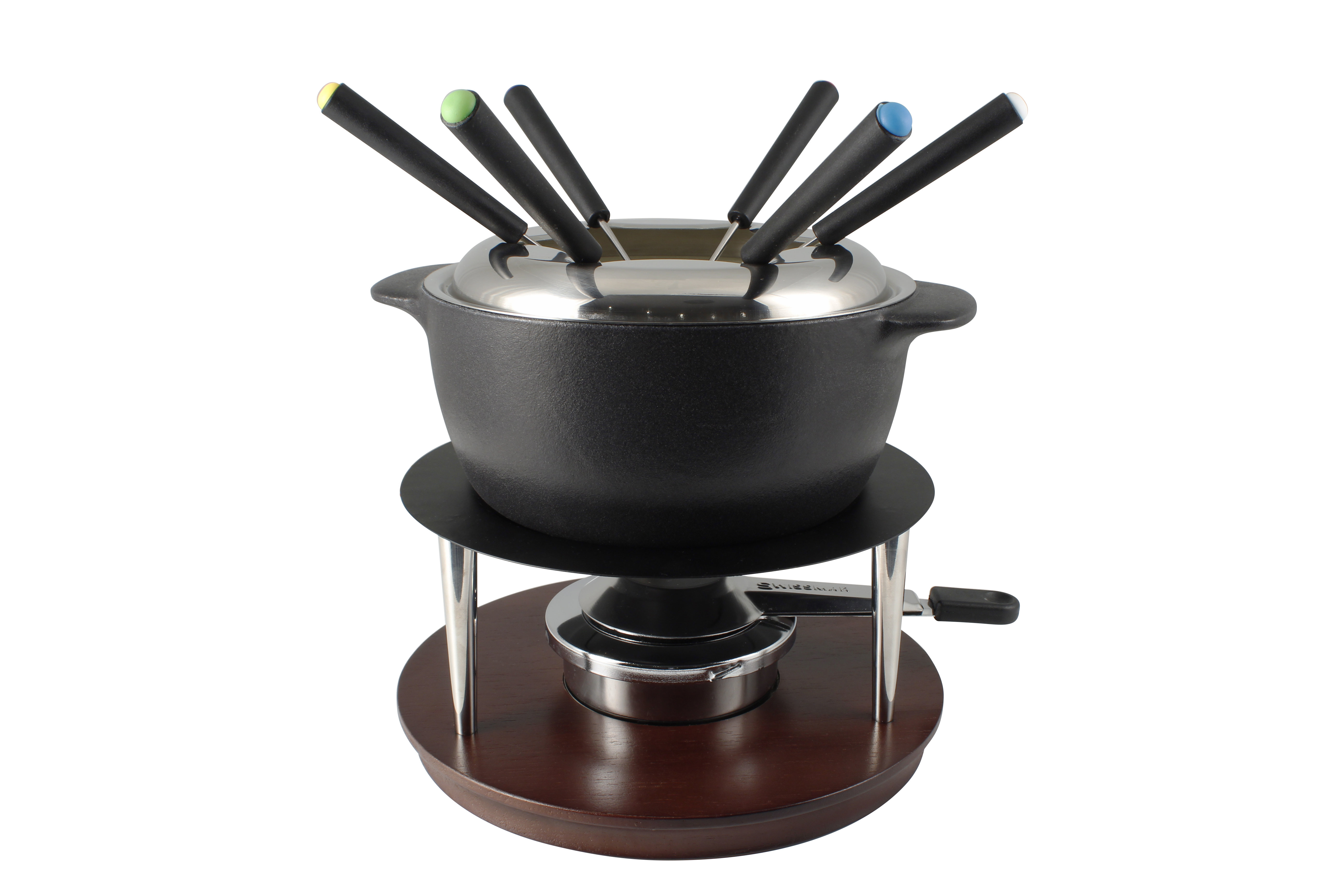 Swissmar Summit 10 Piece Cast Iron Fondue Set, Black Matte | Wayfair