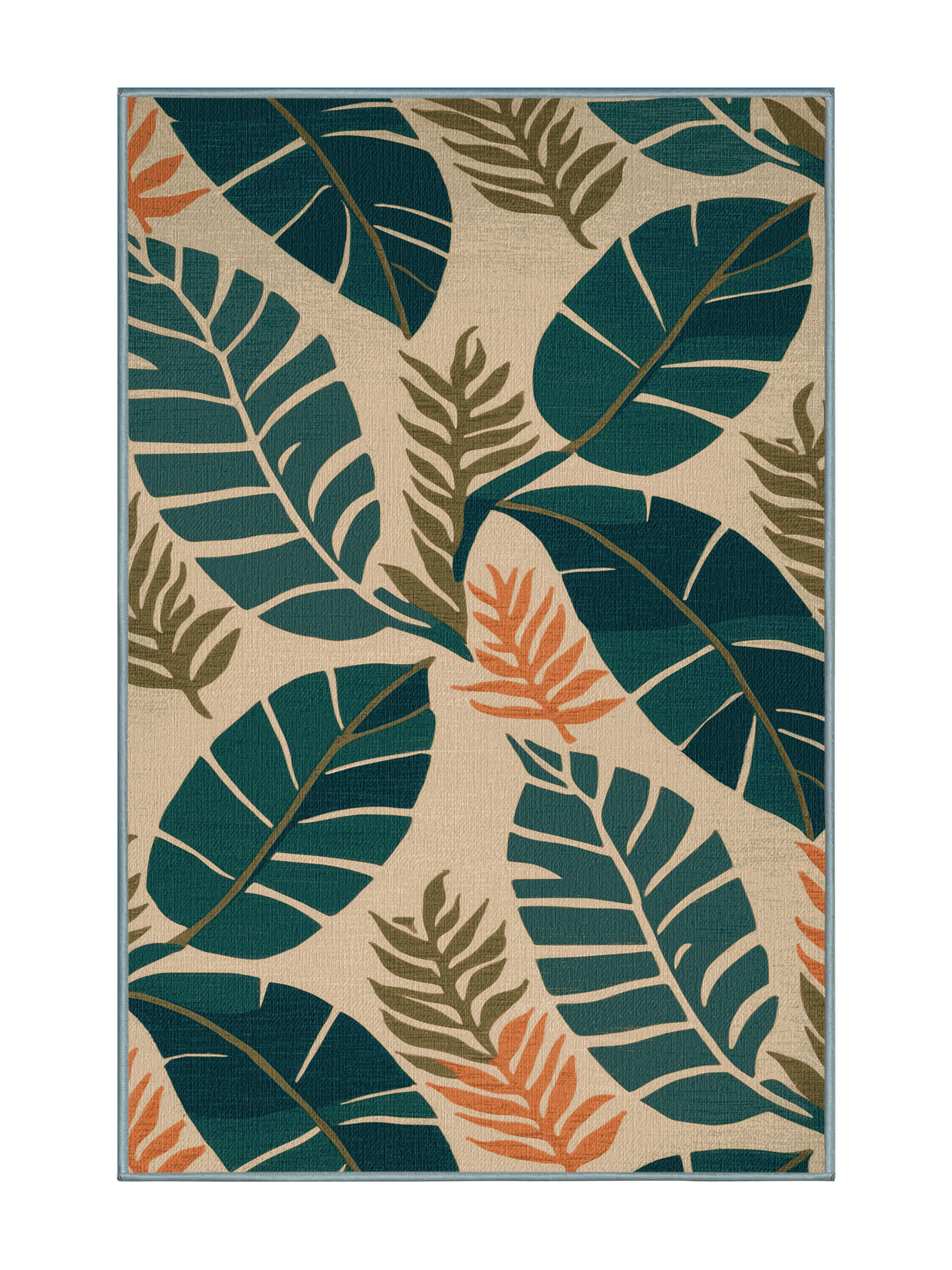 Bayou Breeze Washable Stylized Leaves Hawaiian Area Rug | Wayfair