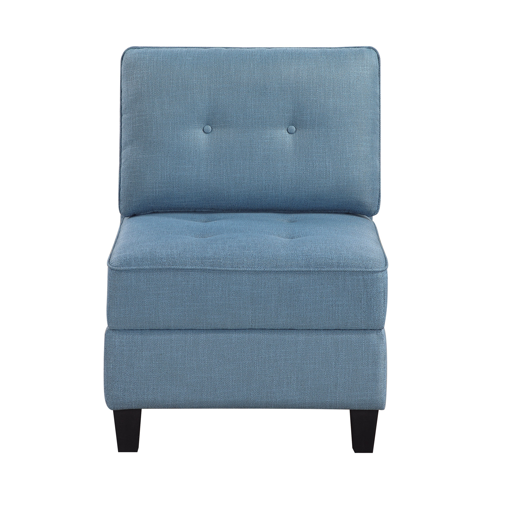 Ebern Designs Living Room Furniture Armless Chair Blue Tufted Solid ...