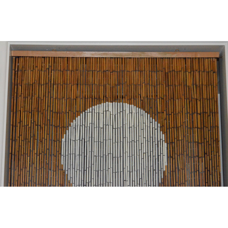 Ebern Designs Bamboo Beaded Curtain Triple White Circles | Wayfair
