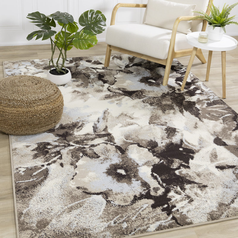 Latitude Run® Britton Floral Brown/Black Area Rug & Reviews | Wayfair
