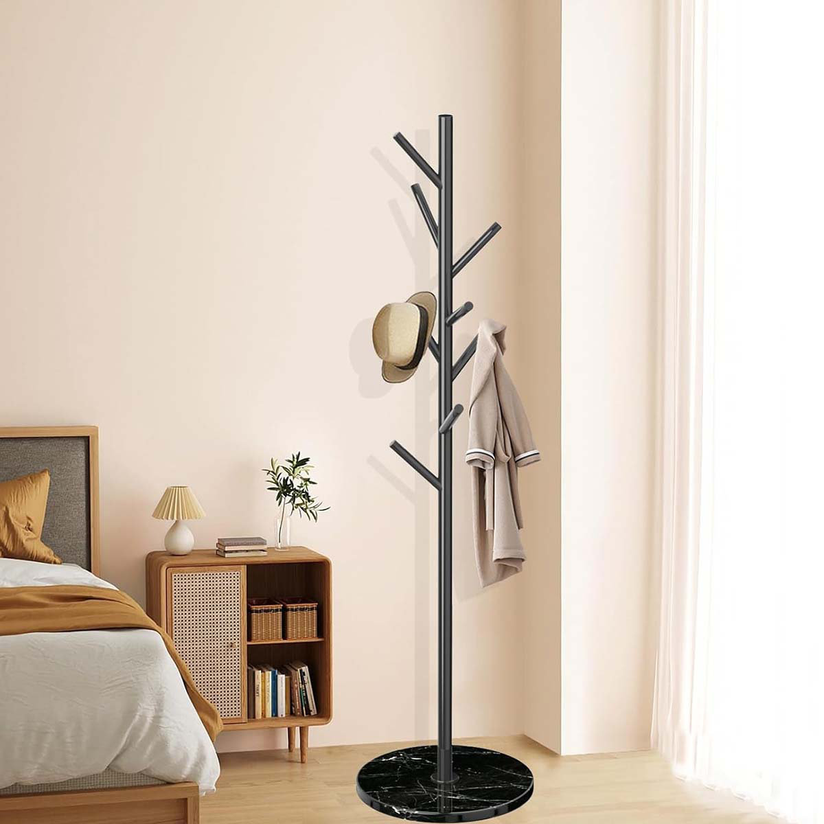 Mercer41 Coat Rack With Natural Marble Base, Metal Coat Racks ...