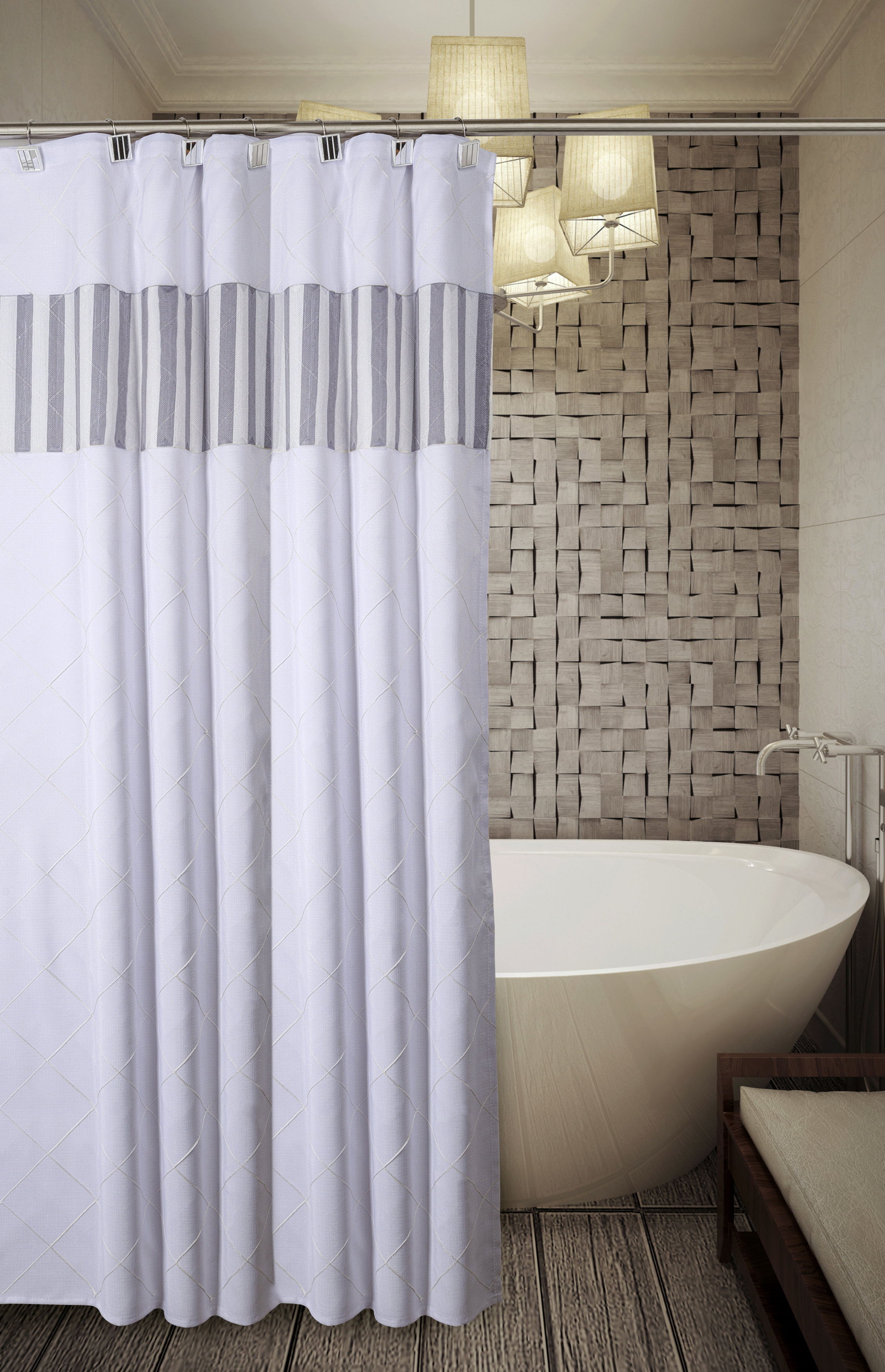 Creative Scents Quilted Mirror Decorative Single Shower Curtain ...