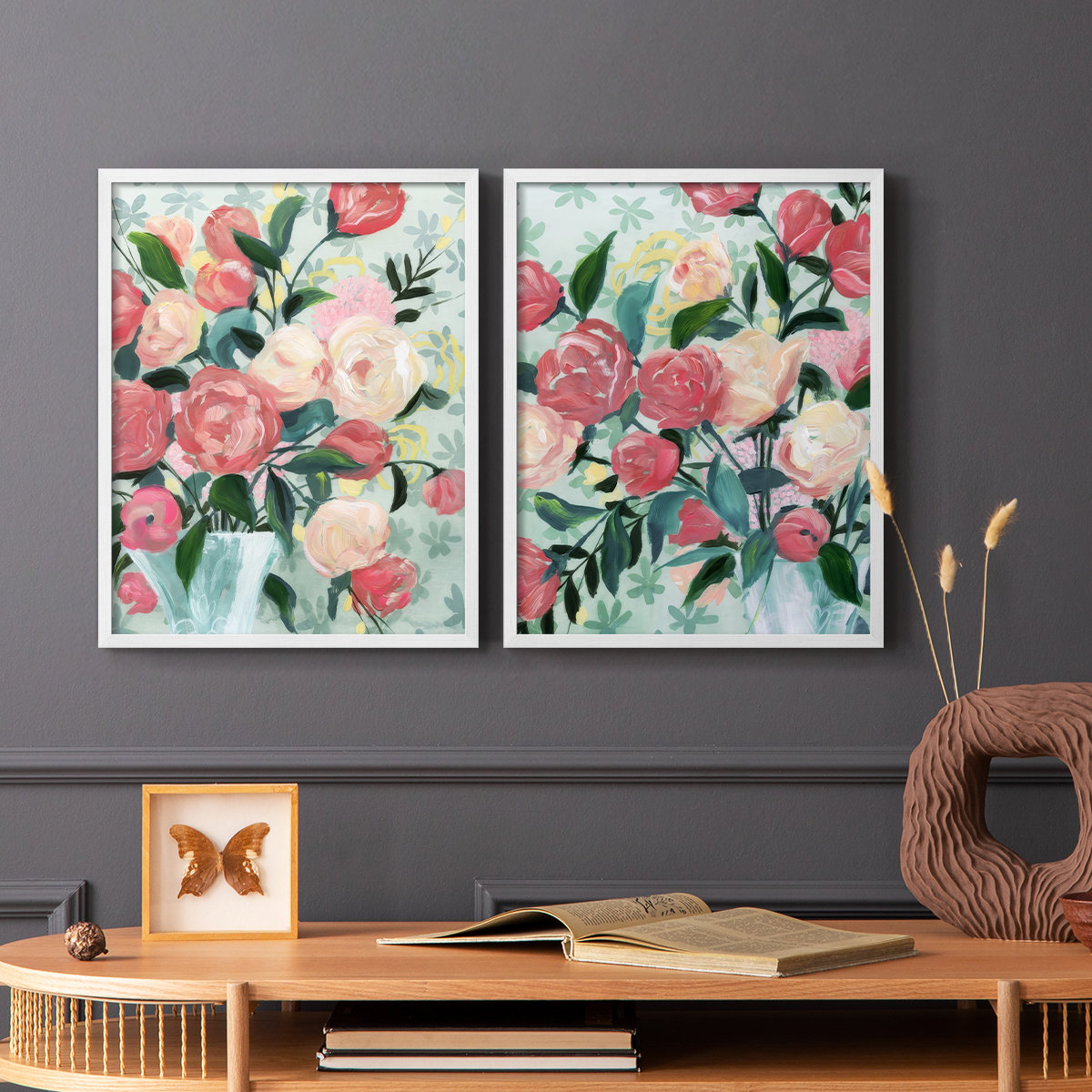 Wrought Studio™ Painted Posies I-Premium Framed Print -Ready to Hang ...