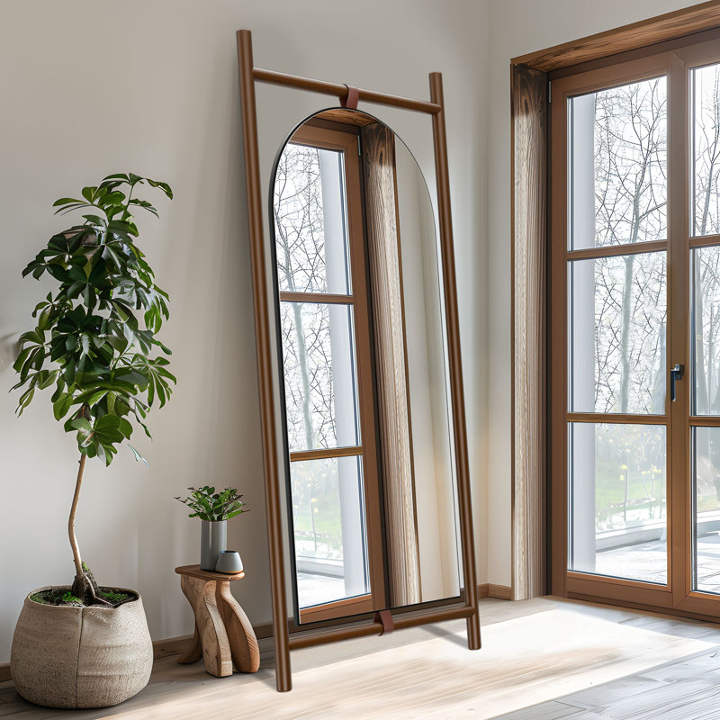 Latitude Run® 75H"×31"W Arch Full Length Mirror with Rectangle Wood ...