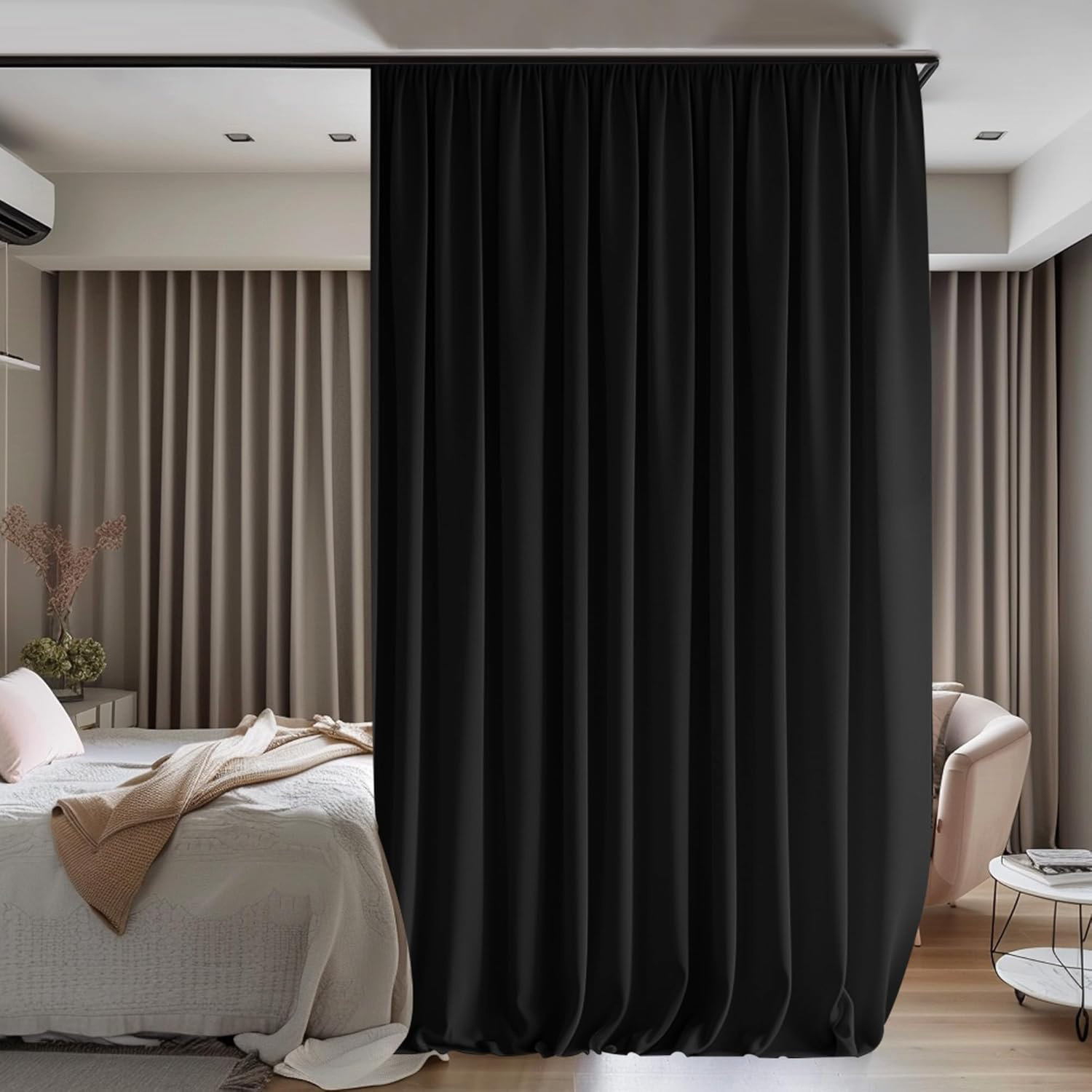 Latitude Run® Room Divider Curtains Flexible Ceiling Tracks Set Curtain ...