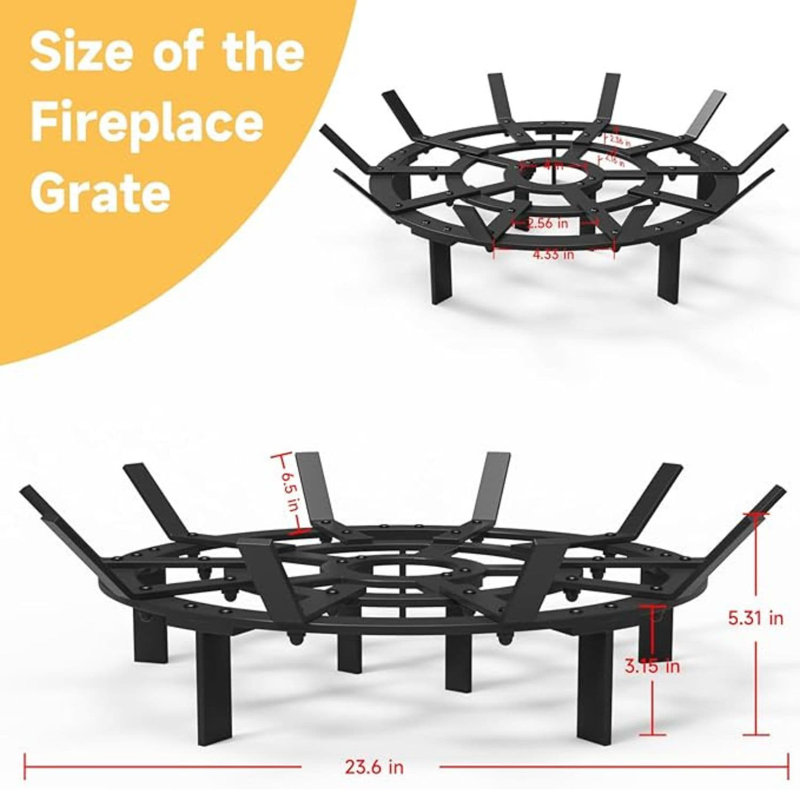 Arlmont & Co. 24-Inch Heavy Duty Round Fireplace Fire Pit Grate | Wayfair