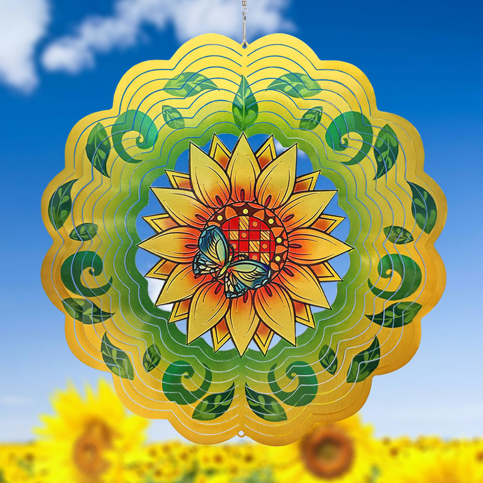 Arlmont & Co. Sunflower Wind Spinners 3D Hanging Wind Spinner Sunflower ...